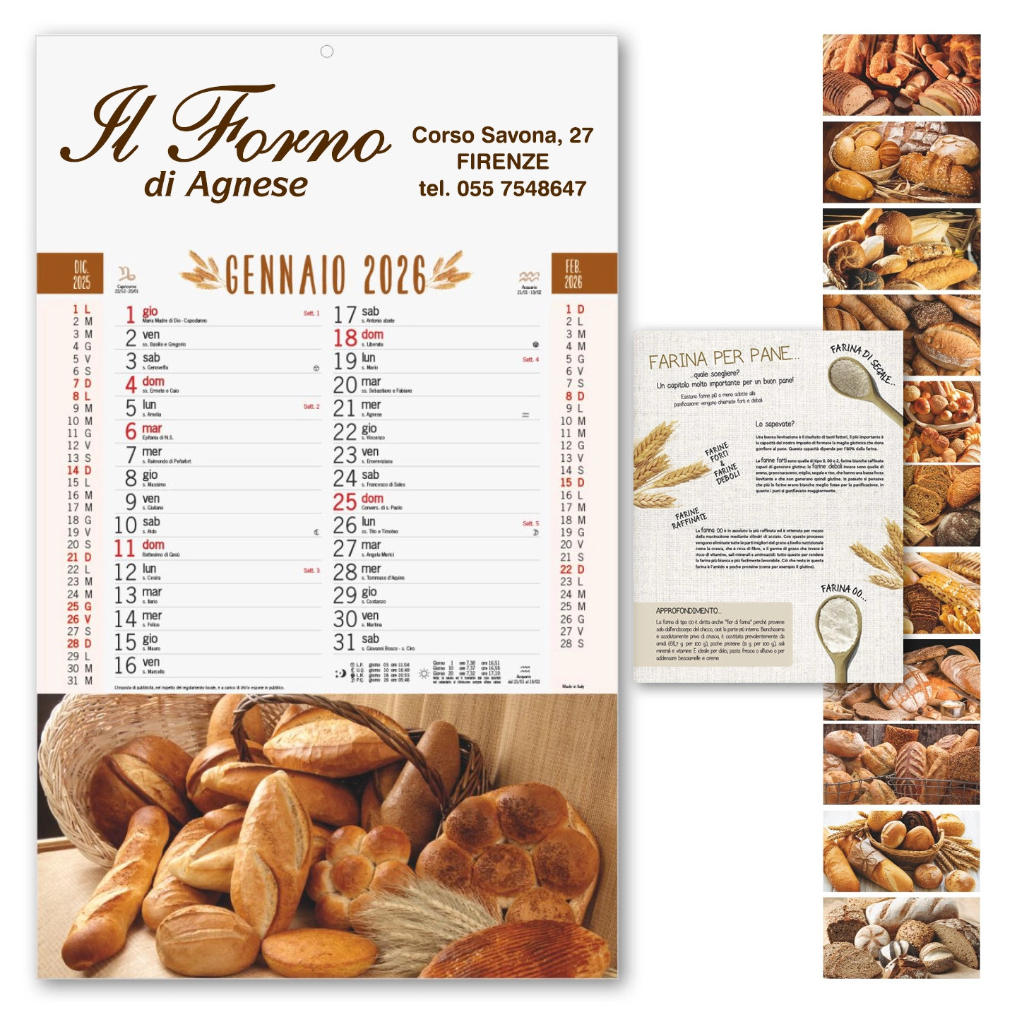 calendari per panetterie personalizzati